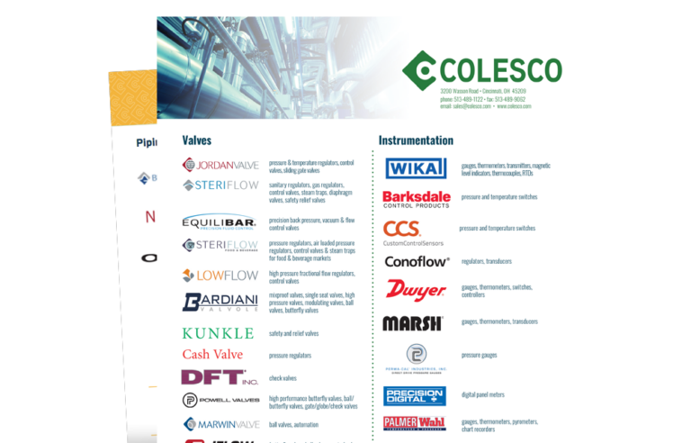 Colesco is a Manufacturer's Rep. Download our line card for a complete list